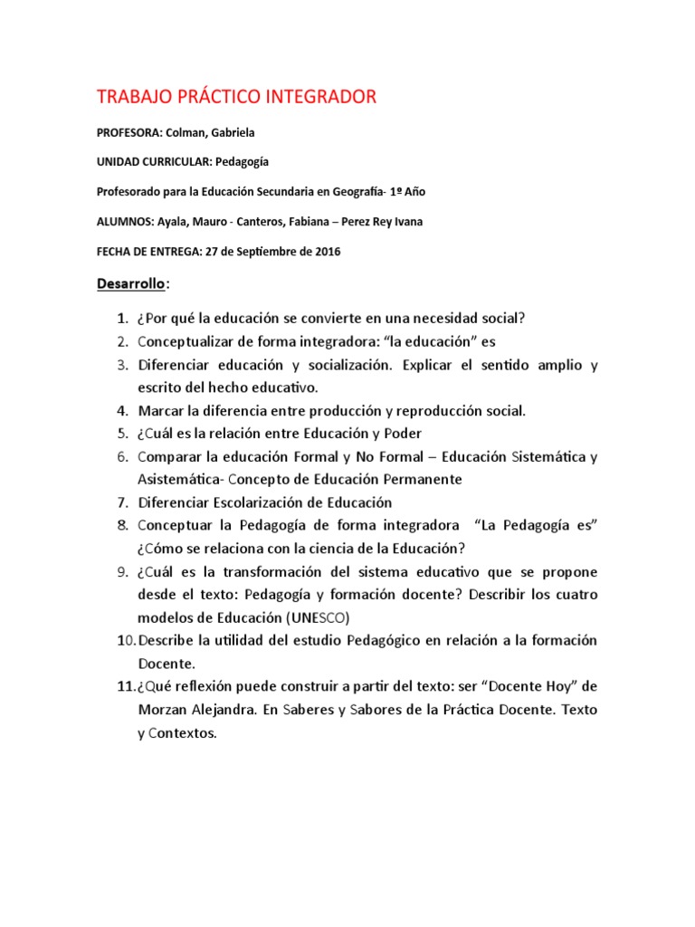 Trabajo Práctico Integrador | PDF | Aprendizaje | Sociedad