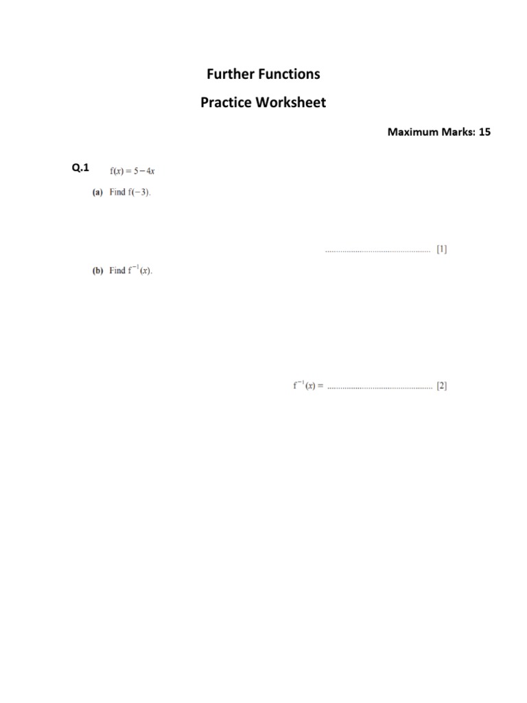 Further Functions (Practice Worksheet) | PDF | Computers