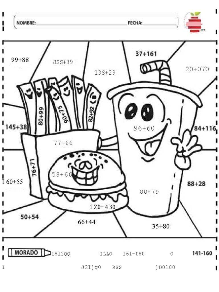 Sumas para Colorear Animales | PDF