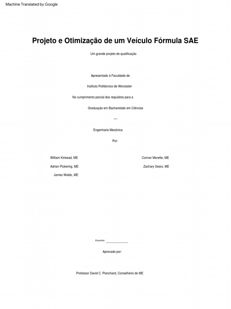 Design And Optimization Of A Formula Sae Vehicle Pdf Engenharia