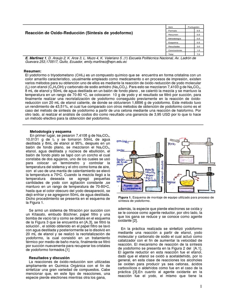 P4 - Reacción de ÓxidoReducción (Síntesis de Yodoformo) - Martinez ...