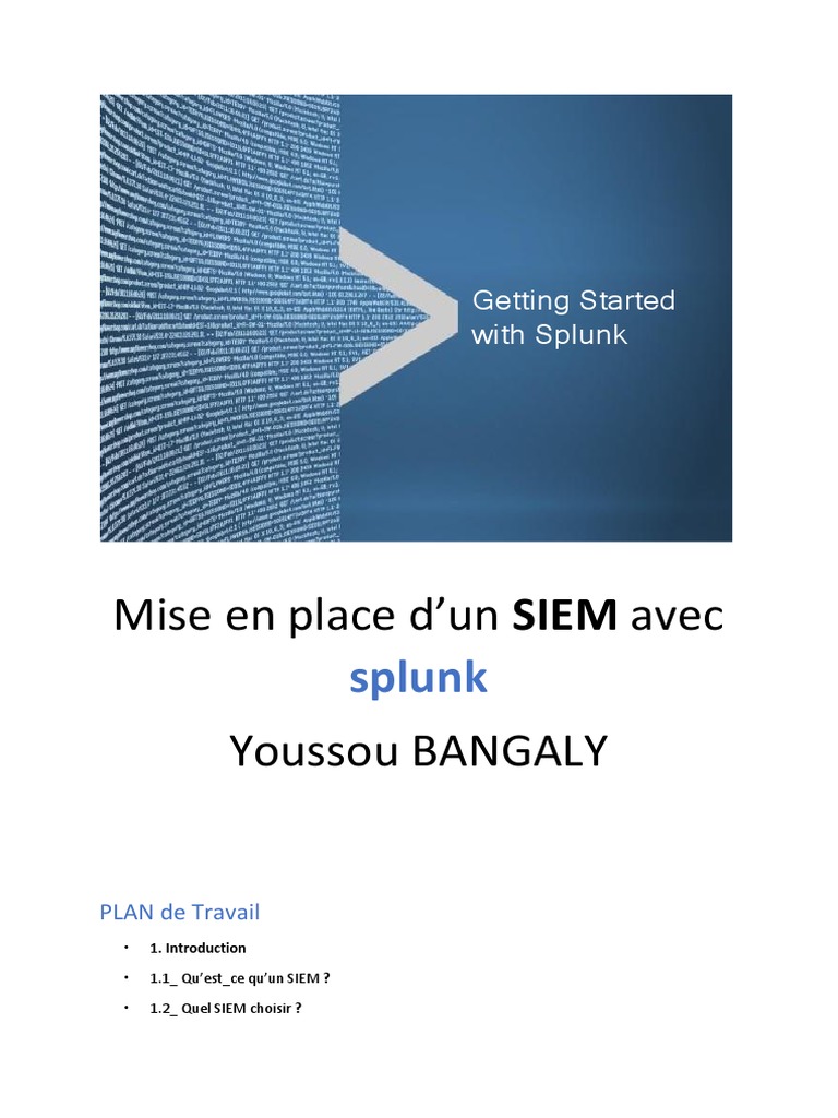 SIEM - Splunk (Mise en Place) | PDF