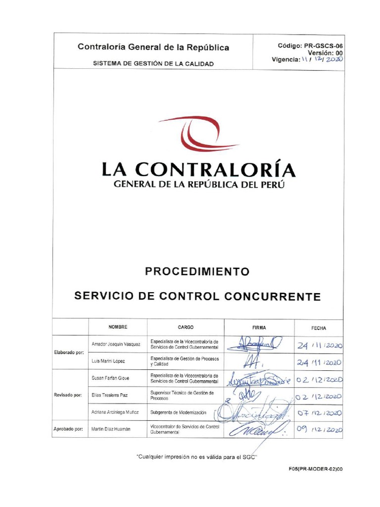 (PR-GSCS-06) 00 Servicio Control Concurrente | PDF