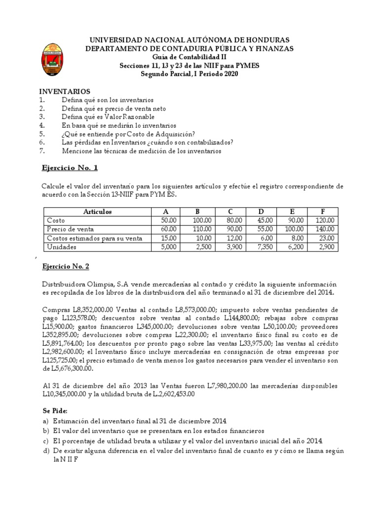 Guia 1 Contabilidad II Segundo Parcial 2020 | PDF