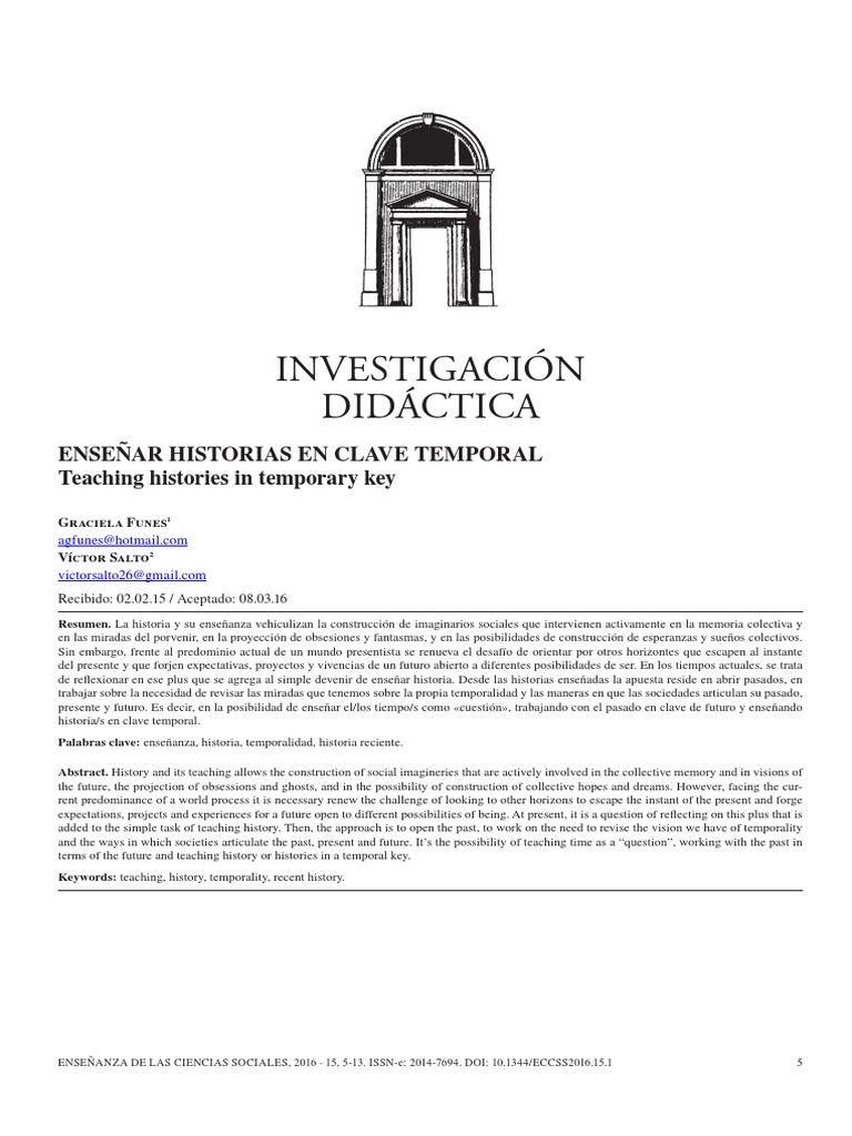 FUNES - SALTO (2016) Enseñar Historias en Clave Temporal | PDF