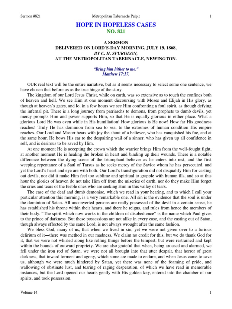 Hope in Hopeless Cases | PDF | Jesus | Satan