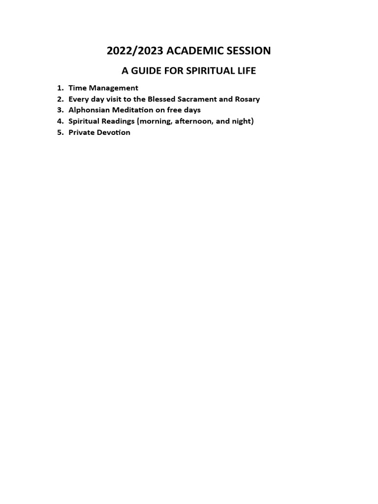 A Guide For Spiritual Life | PDF