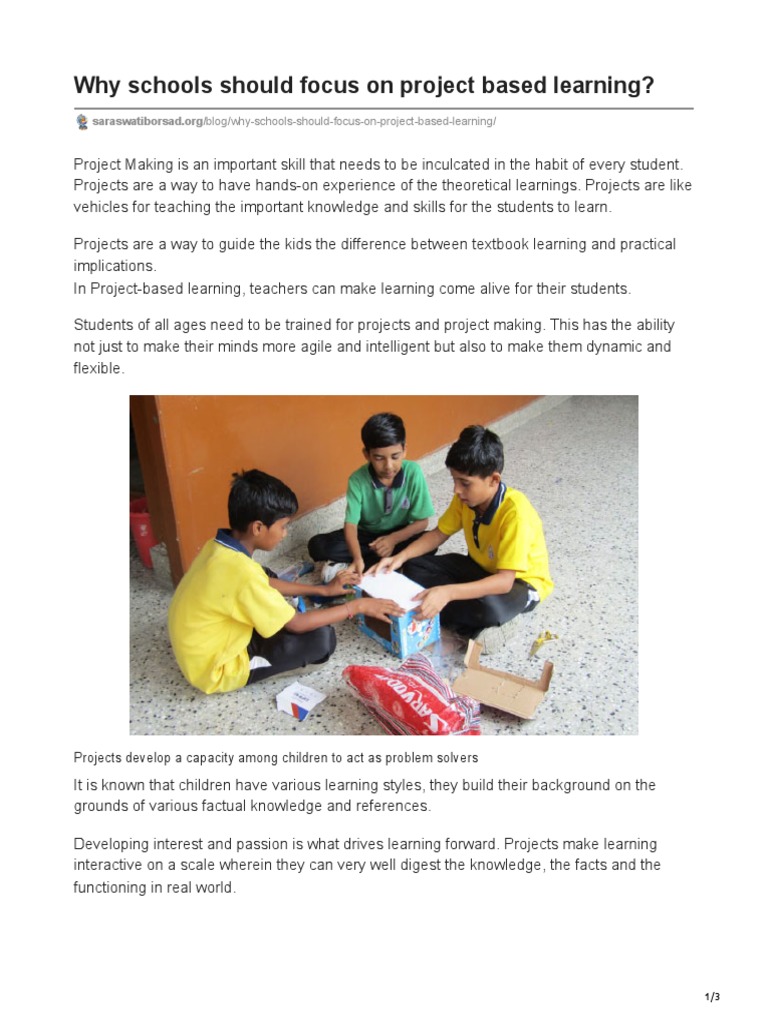 Why Schools Should Focus On Project Based Learning | PDF | Project Based Learning | Psychology