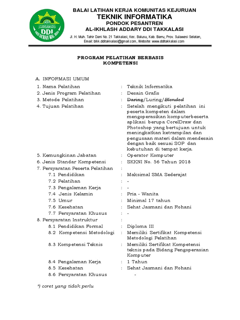 2-Program Pelatihan Berbasis Kompetensi | PDF