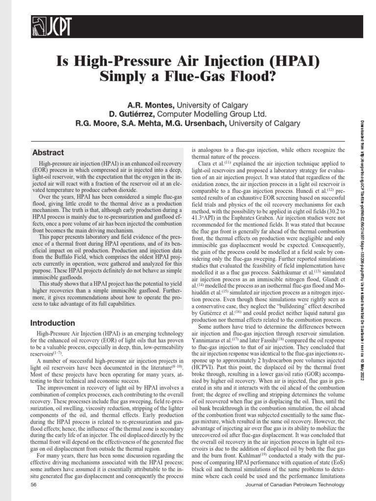 Is High-Pressure Air Injection Simply A Flue-Gas Flood | PDF | Enhanced ...