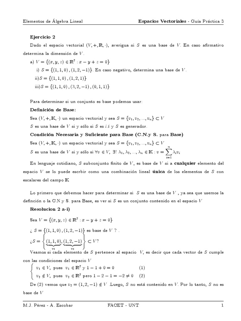 Ejercicio 2a-Guía 3.EV | PDF | Base (álgebra lineal) | Espacio vectorial