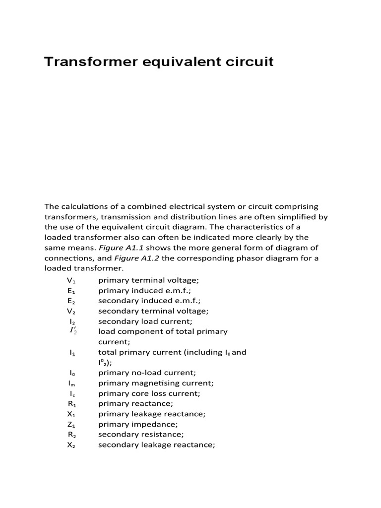 Transformer Equivalent Circuit | Download Free PDF | Electrical ...
