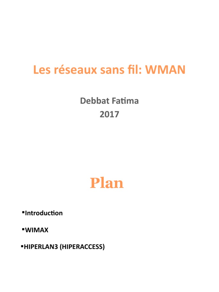 Réseaux WMAN et WiMAX: Technologies clés | PDF | WiMAX | Informatique