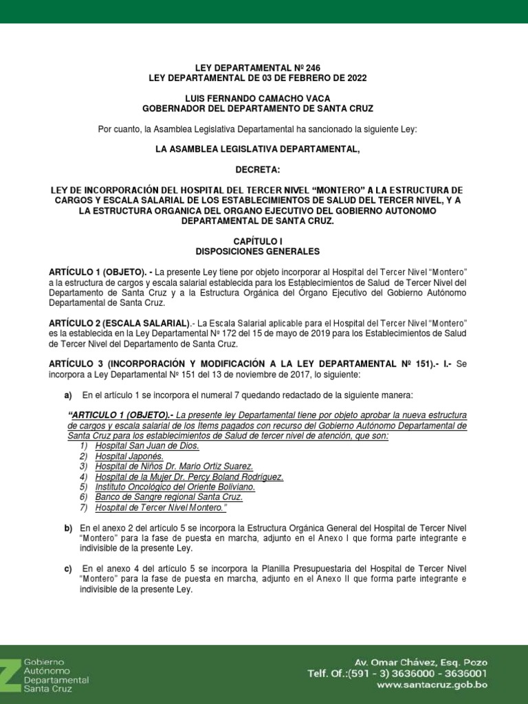 Ley Departamental 246 413808 35BC | PDF | Hospital | Business