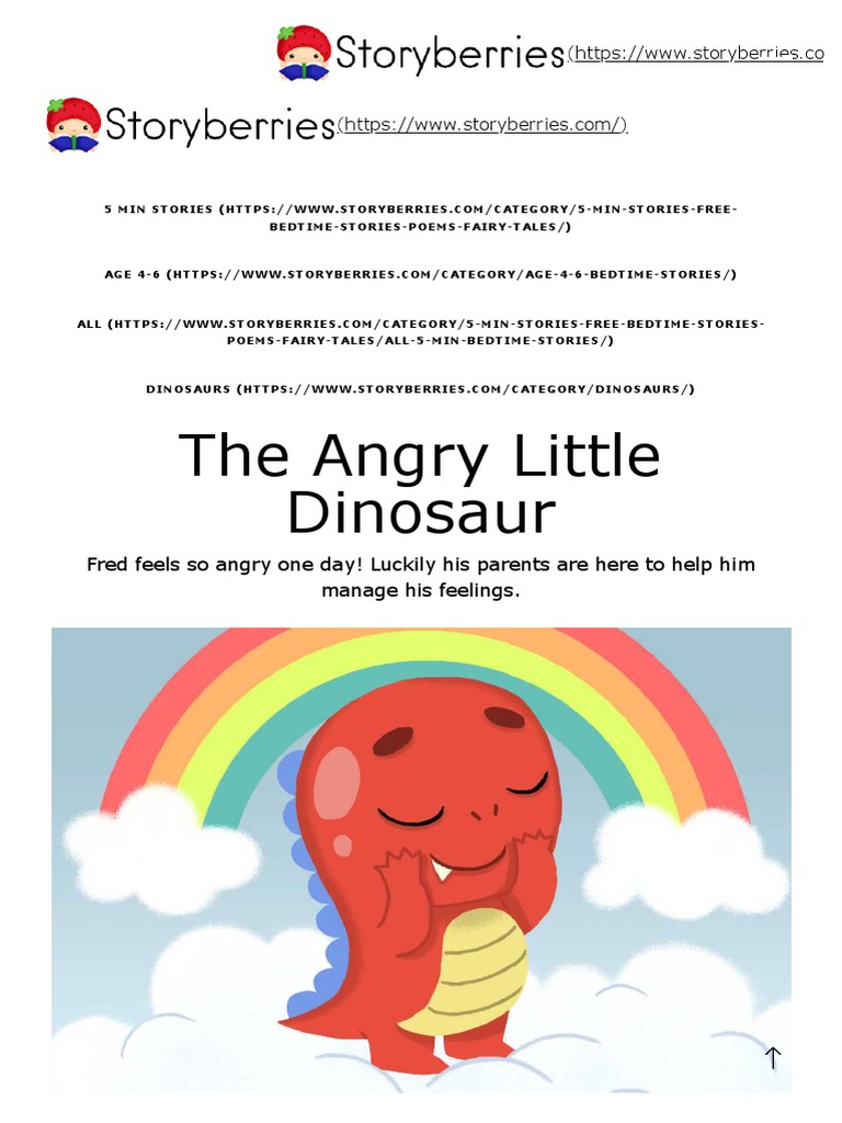 The Angry Little Dinosaur - Bedtime Stories - Short Stories | PDF