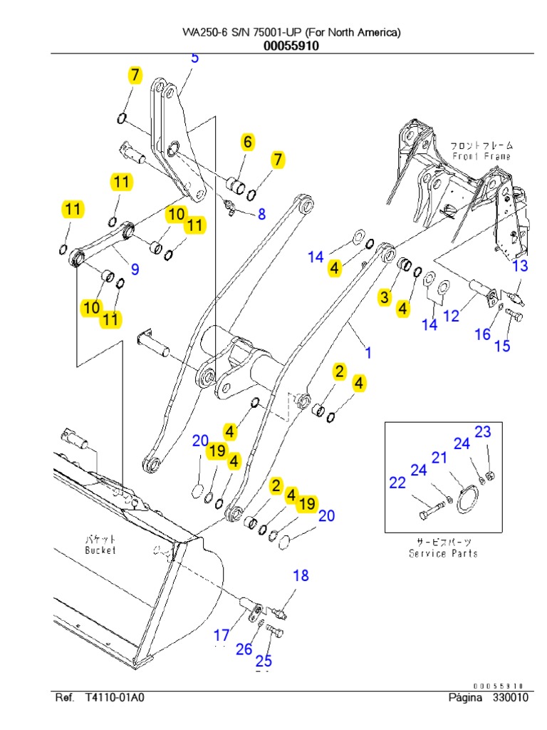 Komatsu Wa250 6 Interior Door Release Lever Replacement Diagram