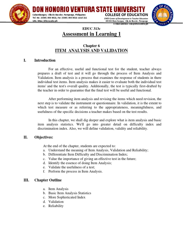 Written Report ITEM ANALYSIS AND VALIDATION | PDF