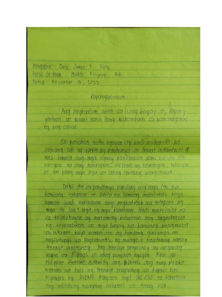 Pagsulat NG Isang Paglalahad | PDF