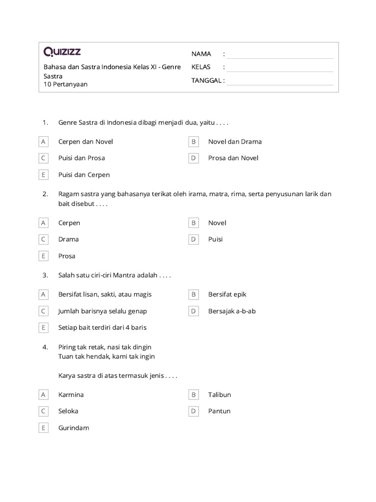 Genre Sastra Indonesia Kelas XI | PDF
