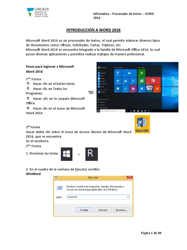 Informatica - Tema 5 - Procesador de Textos - WORD 2016 | Descargar ...