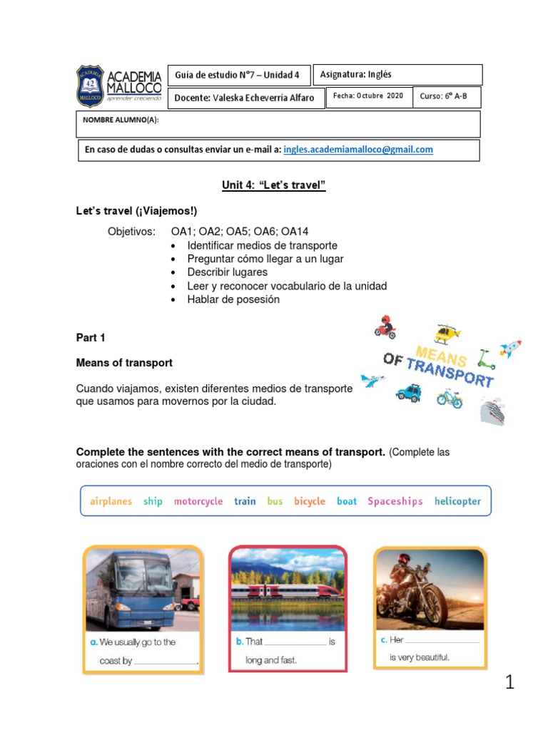 Guia 7 Ingles 6to | PDF