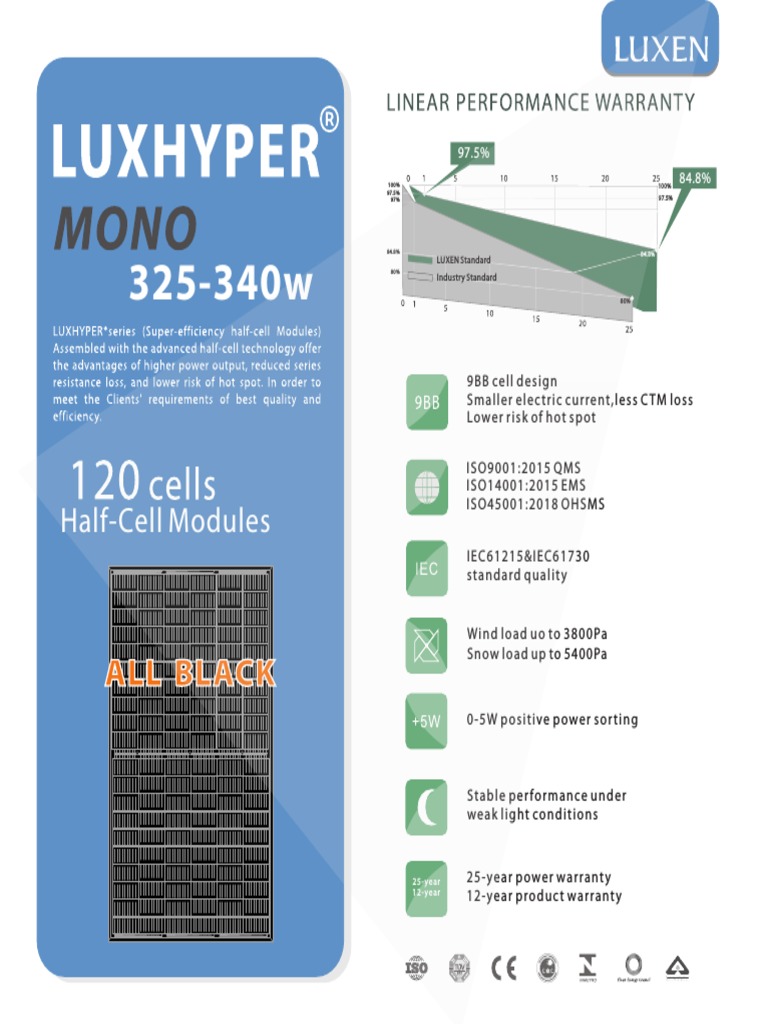 LUXEN SERIES 3 158.75 120cells 325-340w MONOFACIAL ALL BLACK | PDF ...