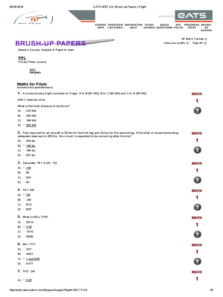Maths For Pilots | PDF | Transport | Aviation