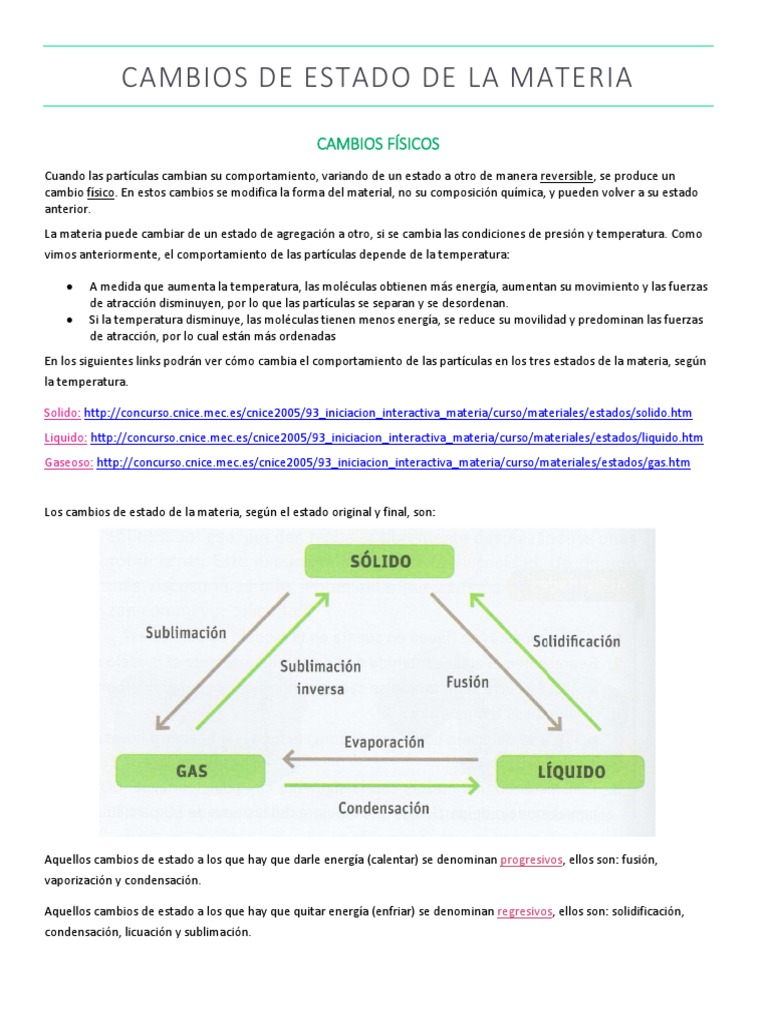 Clase 3 - Cambios de Estado de La Materia | PDF | Reacciones químicas ...