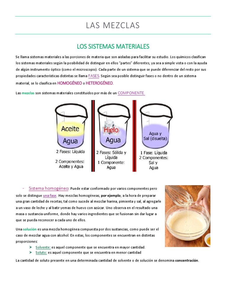 Sistemas Materiales: Mezclas y Fases | PDF | Mezcla | Materiales
