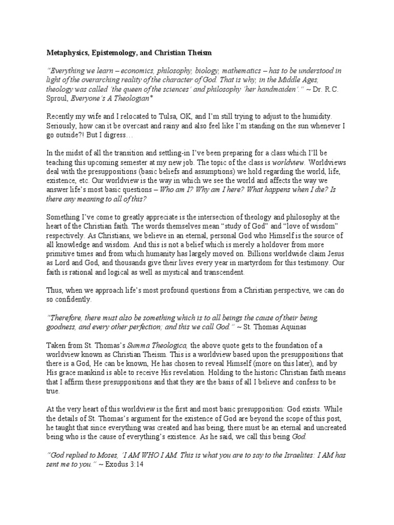 Christian Theism Worldview Explained | PDF | God | Thomas Aquinas