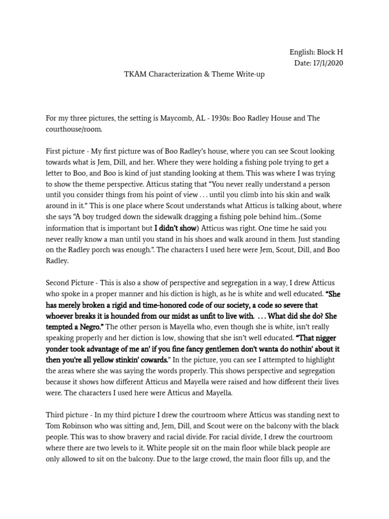 Fatima MUSA - Characterization & Theme Write-Up | PDF | To Kill A ...