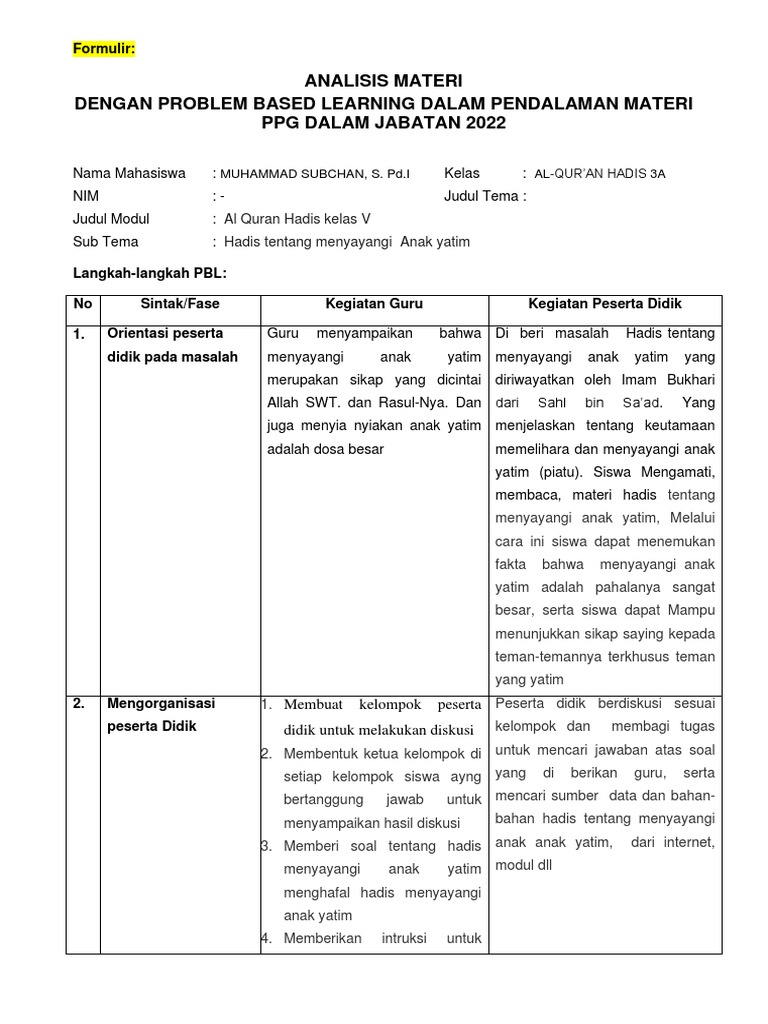Contoh PBL | PDF | Karier & Perkembangan | Sains & Matematika