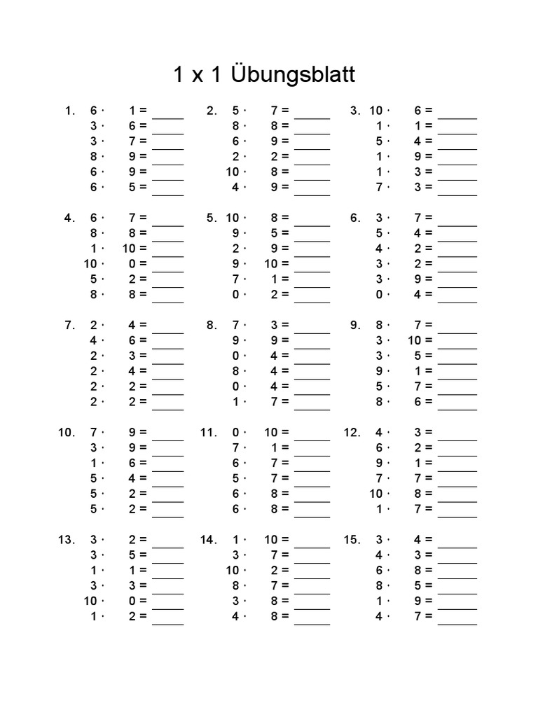 1x1 Uebungsblatt | PDF