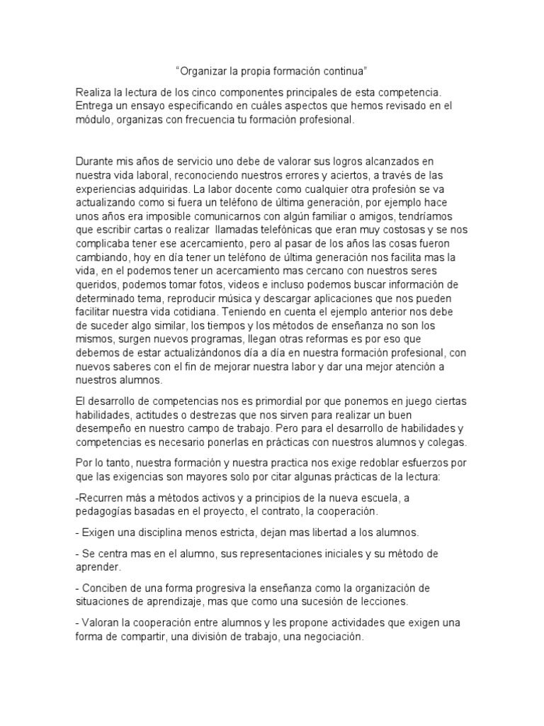 Organizar La Propia Formación Continua | PDF | Aprendizaje | Método de ...