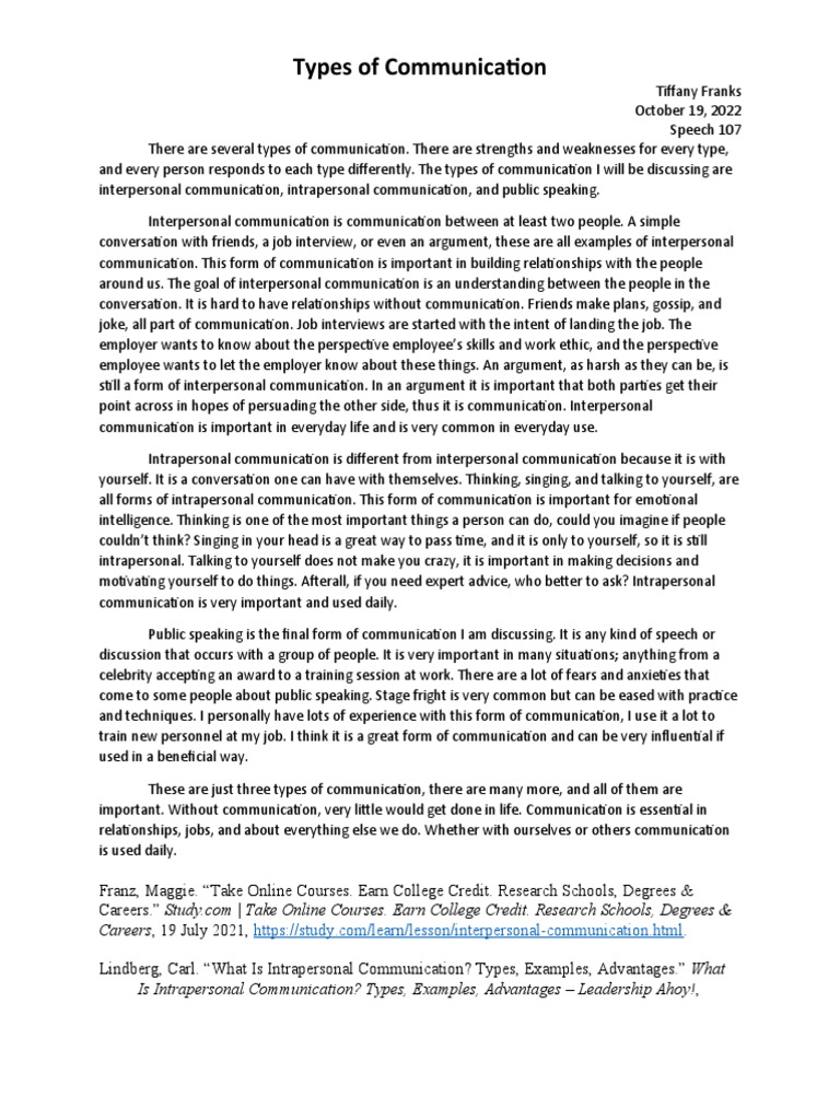 Communication Essay | PDF