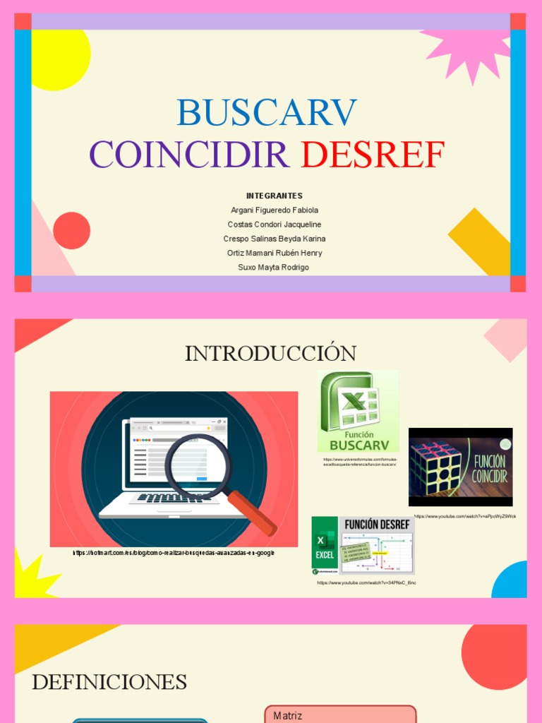 Funciones BUSCARV, COINCIDIR y DESREF en Excel | PDF | Microsoft Excel | Matriz (Matemáticas)