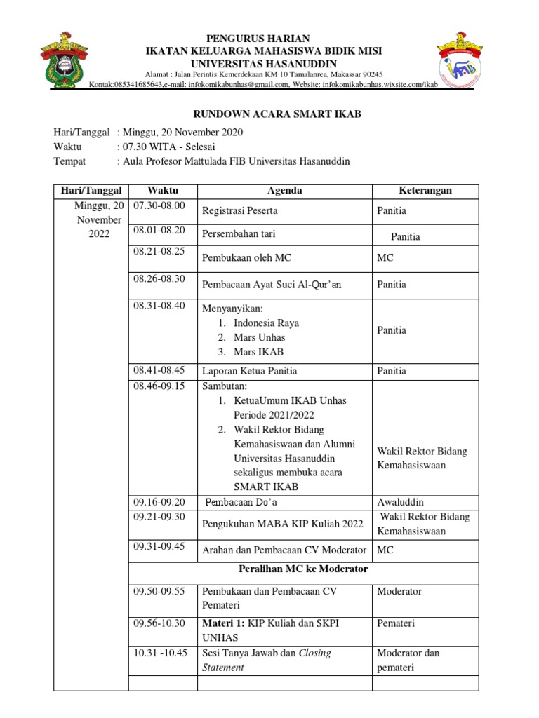 Rondown Acara Dan RAB Divisi Acara | PDF