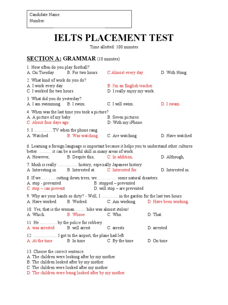 Placement Test | PDF