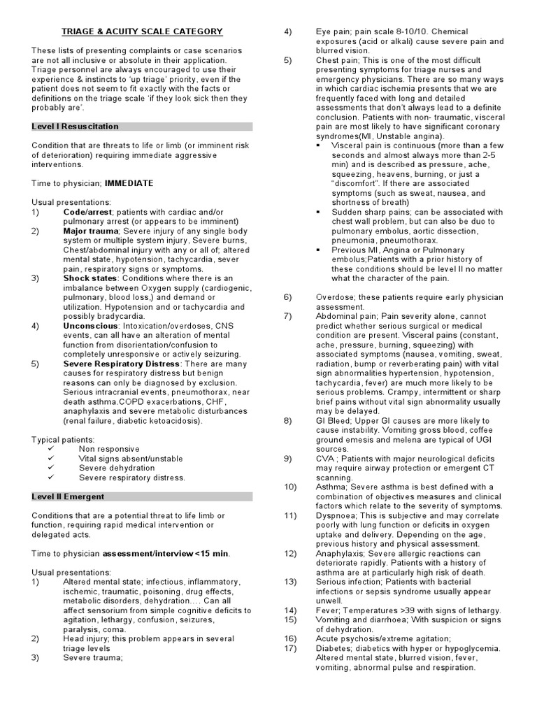 118 - Triage Notes | PDF | Pain | Asthma