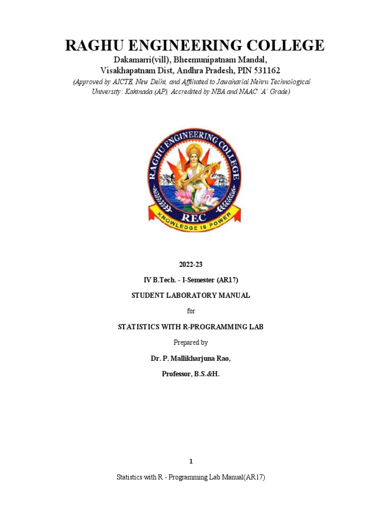 Statistics With R Programming Lab Manual Pdf Coefficient Of Determination Errors And Residuals 