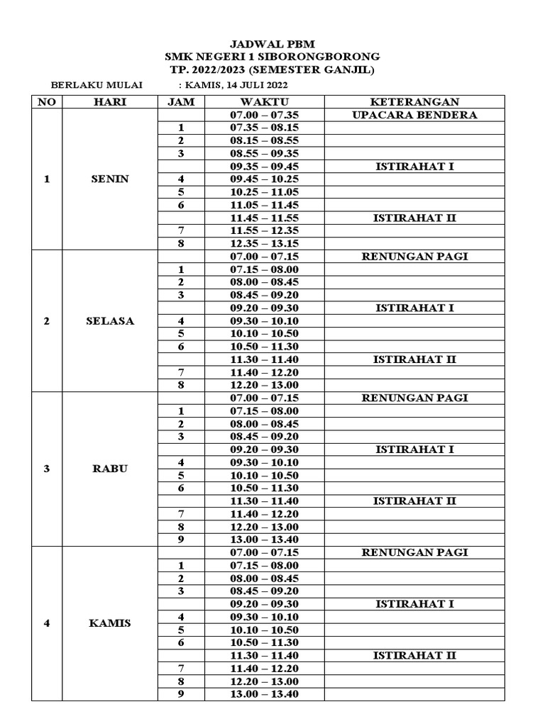 Jadwal PBM 13 Juli 2022 | PDF