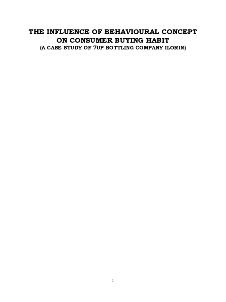 The Influence of Behavioural Concept On Consumer Buying Habit Chapter ...