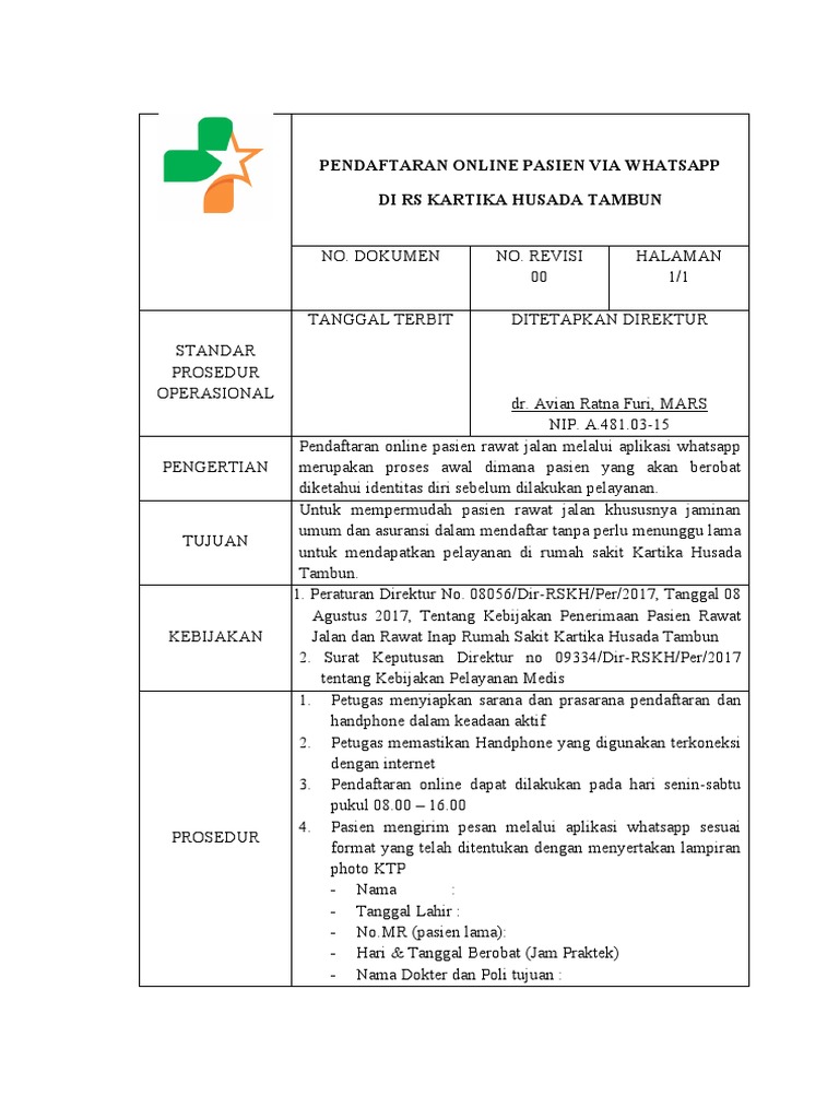 SOP Pendaftaran Via Whatsapp-Revisi | PDF