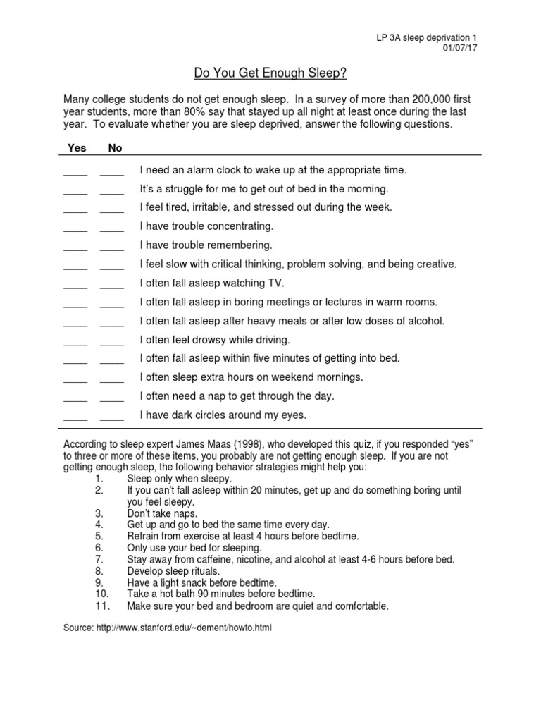 Sleep Quiz and Lecture | PDF