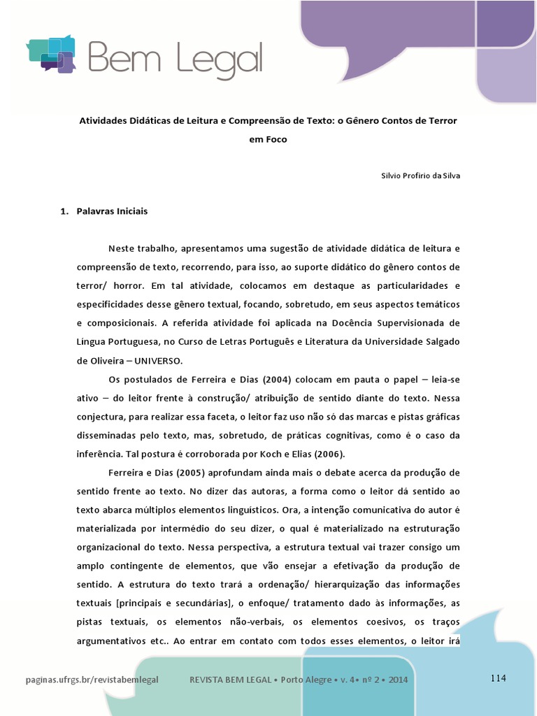 Portugues Genero Textual Contos de Terror em Foco Silvio P Silva | PDF ...