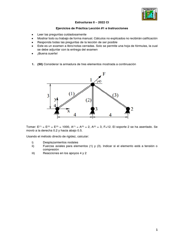 Ejercicios de práctica de estructuras II: resolución de problemas de vigas, marcos y armaduras ...