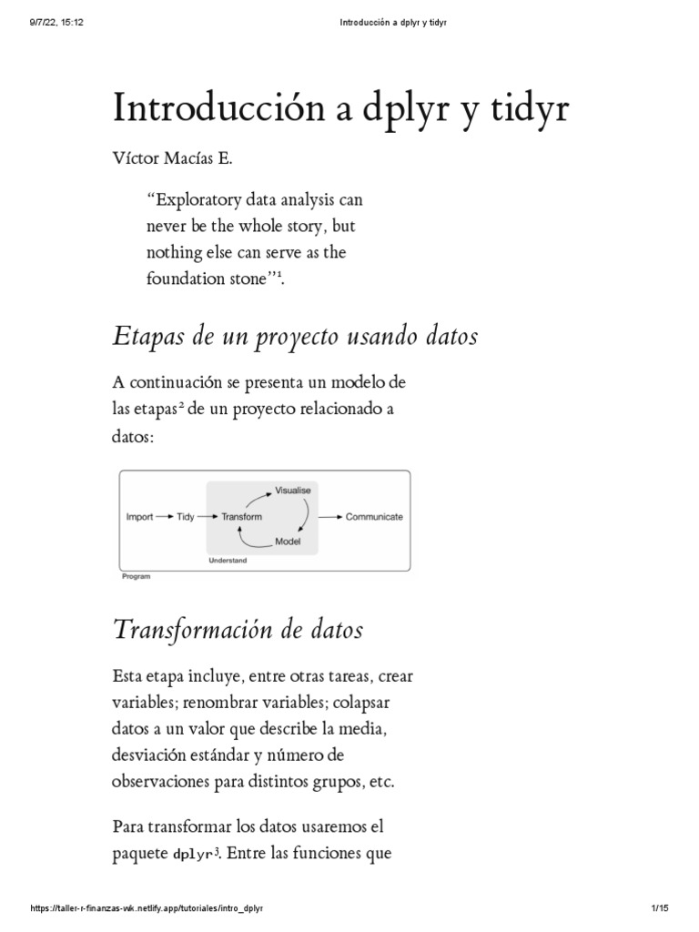 5.-Introducción A Dplyr y Tidyr | PDF