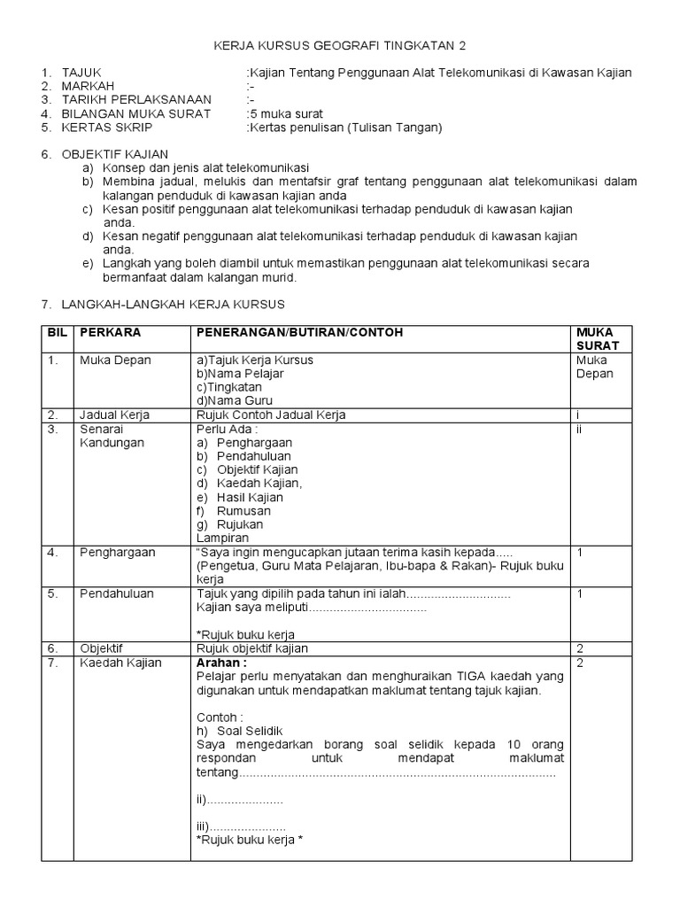 Kerja Kursus Geografi Tingkatan 2 2022 NEW | PDF