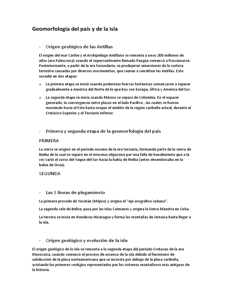 Geomorfología Del País y de La Isla | PDF | Roca (geología) | Andes