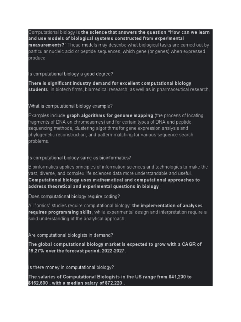 Computational Biology Pdf